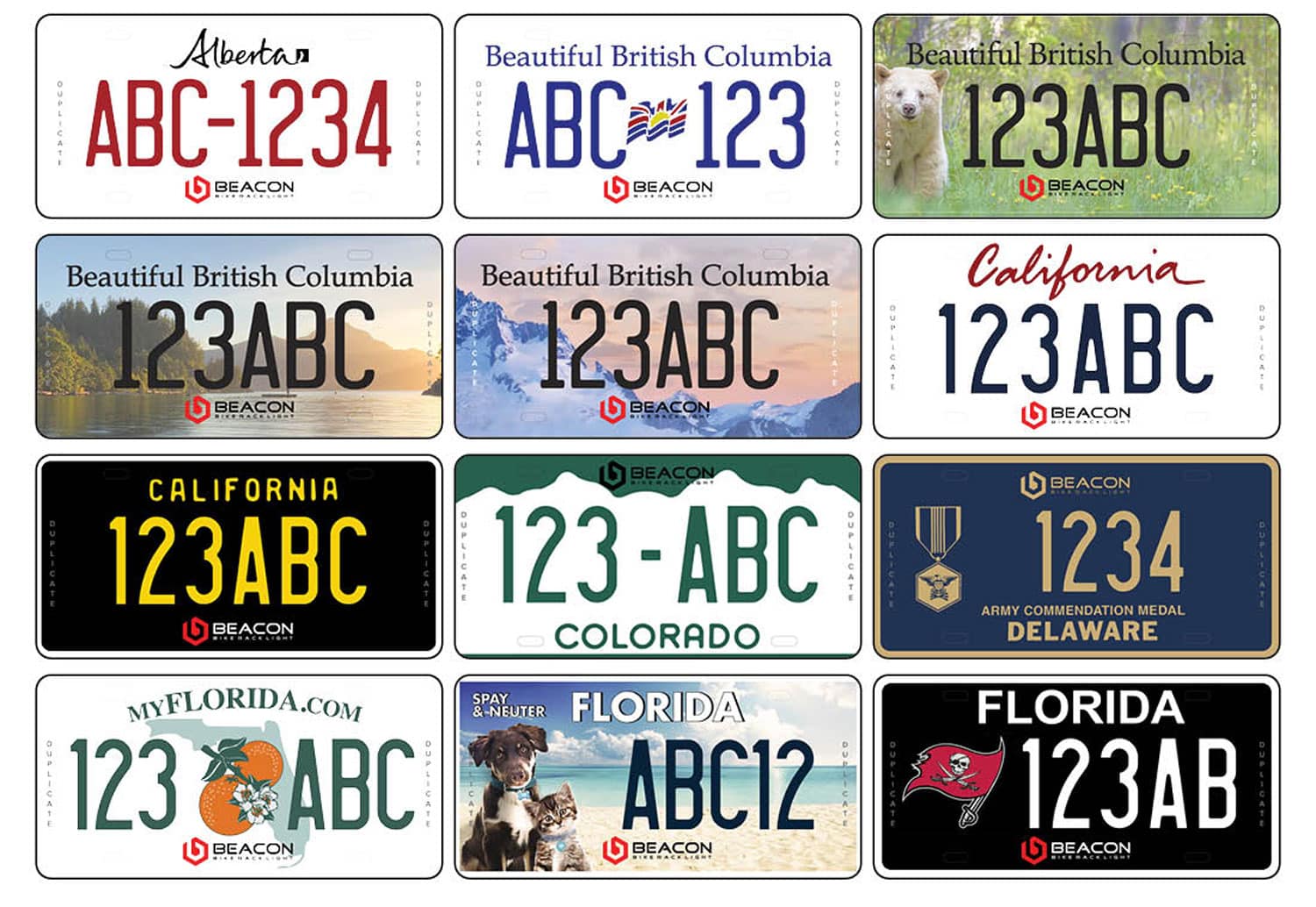 Duplicate License Plate Examples - Beacon Light